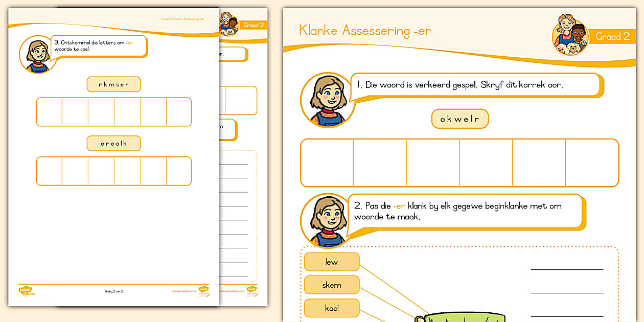 Graad 2 Klanke Assessering -er (teacher made) - Twinkl