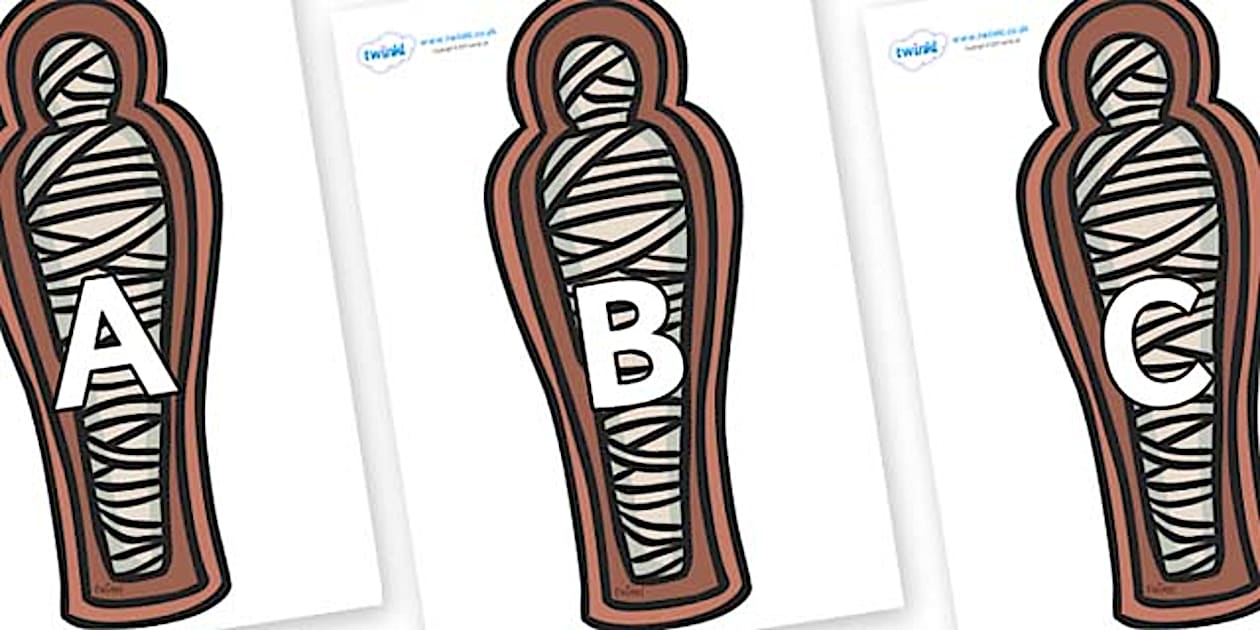 A-Z Alphabet on Mummies (Coffin) (teacher made) - Twinkl