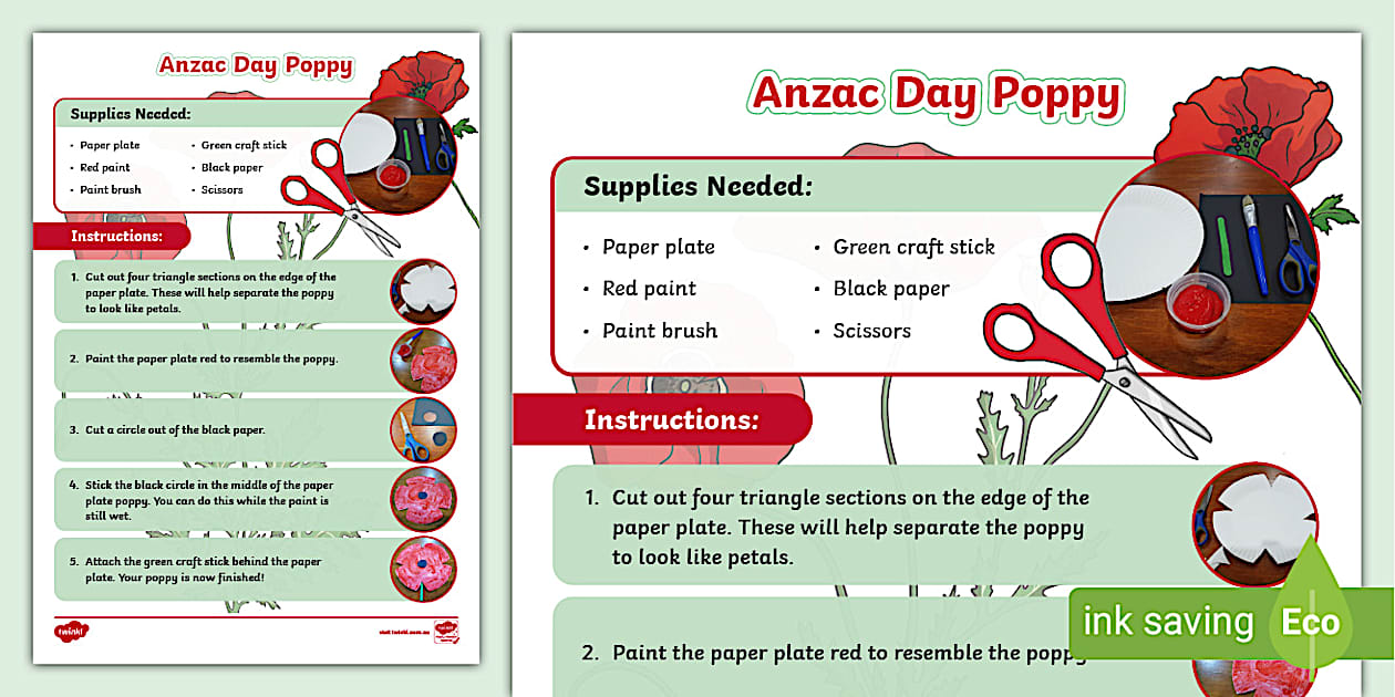Anzac Day Paper Plate Poppy Craft | Twinkl - Twinkl