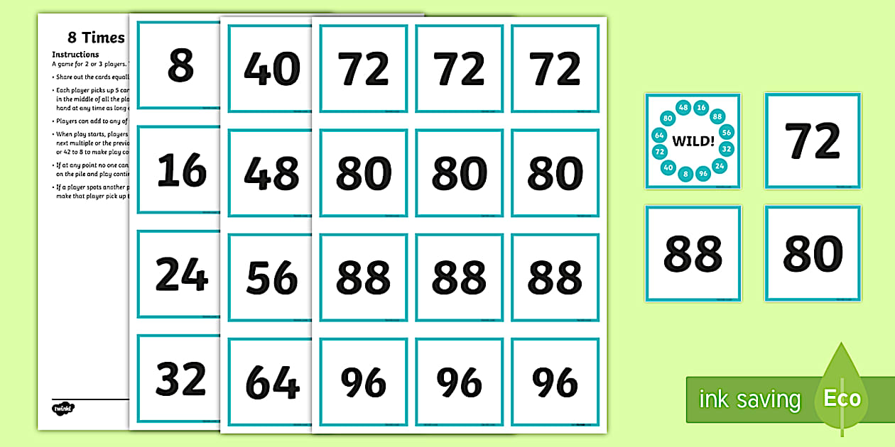 8 Times Table Speed Game Activity Activity - 8 Times Table Speed Game ...