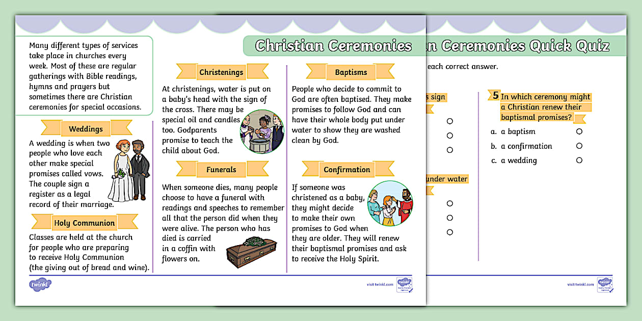 KS1 Christian Ceremonies Fact File (Teacher-Made) - Twinkl