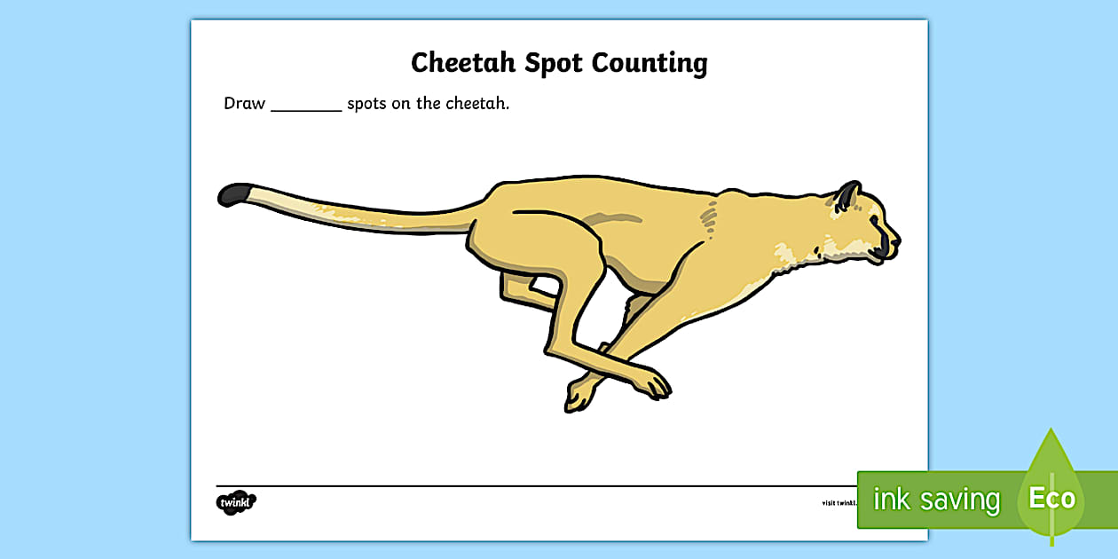 Cheetah Spots Counting and Colouring Sheet (teacher made)