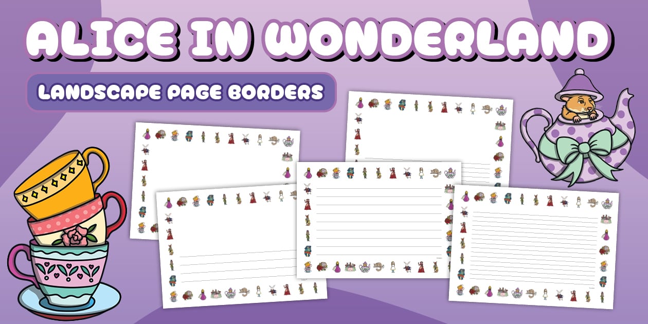 Alice in Wonderland Page Borders – Landscape | Twinkl
