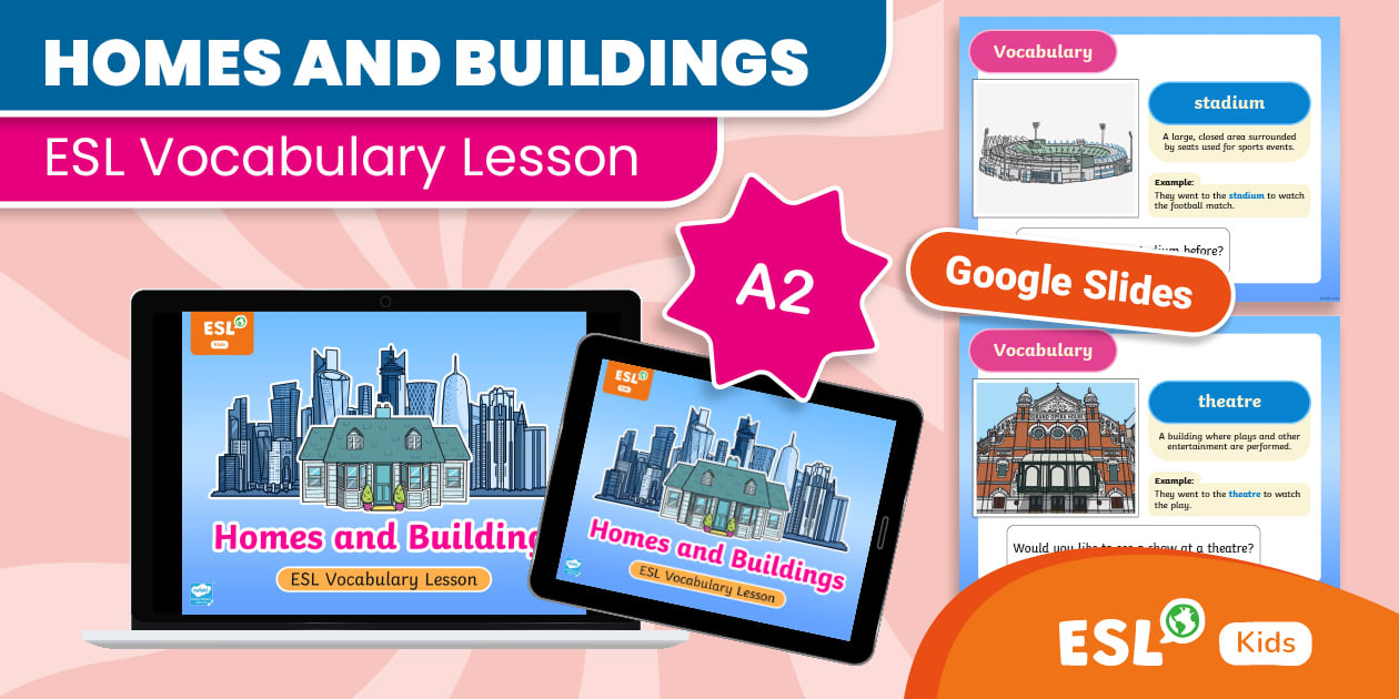 ESL Homes & Buildings Lesson for Kids {Google Slides}