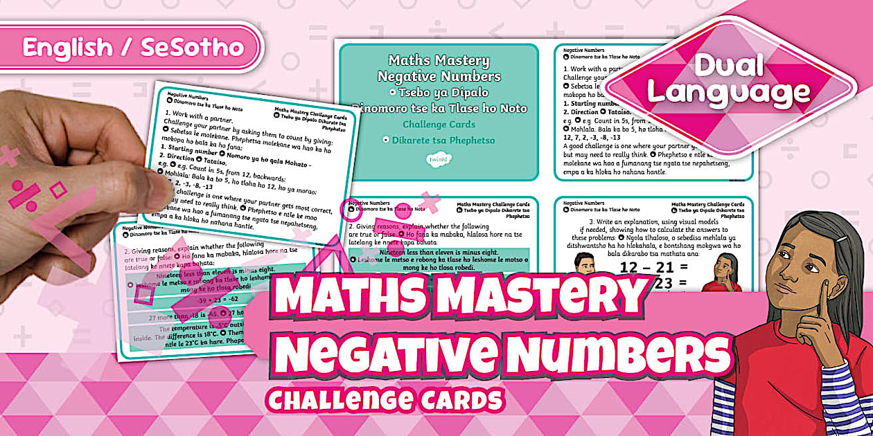 Gr 7 -Year 6 Maths Mastery Negative Numbers Challenge Cards