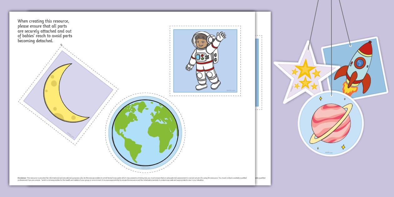 Space Baby Mobile Picture Cut-Outs | Twinkl (teacher made)