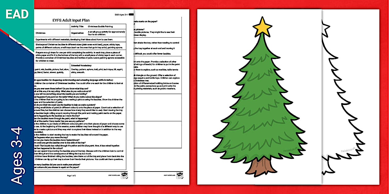 EYFS Christmas Bauble Painting Adult Input Plan and Pack