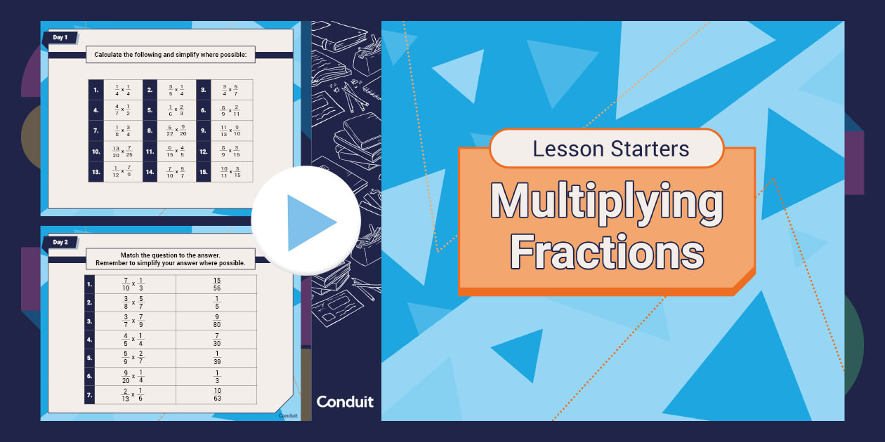 Multiplying Fractions Five Lesson Starters Powerpoint