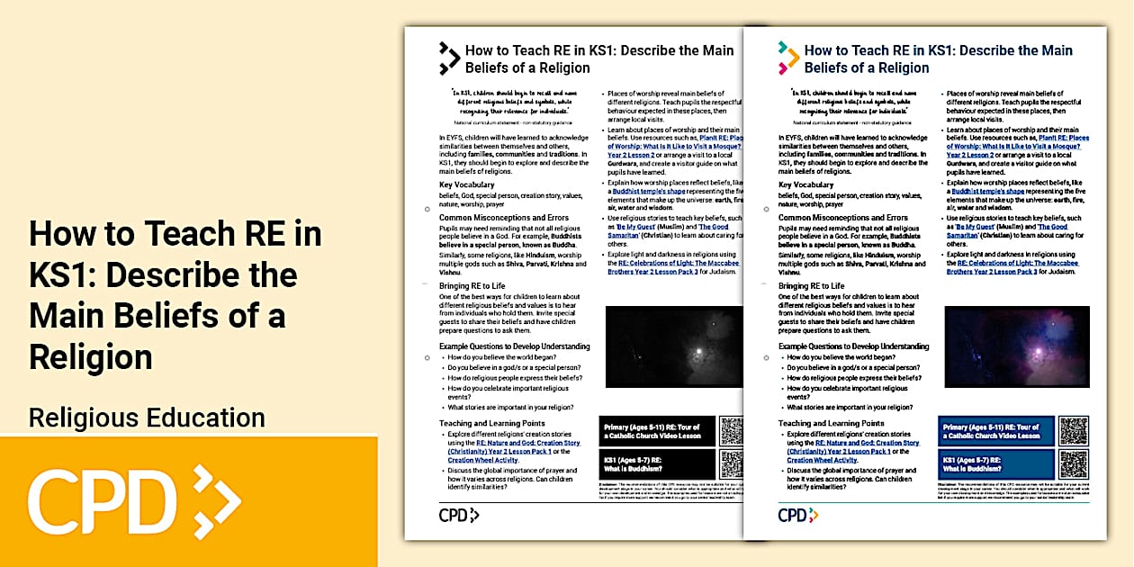 How to Teach RE in KS1: Describe the Main Beliefs of a Religion