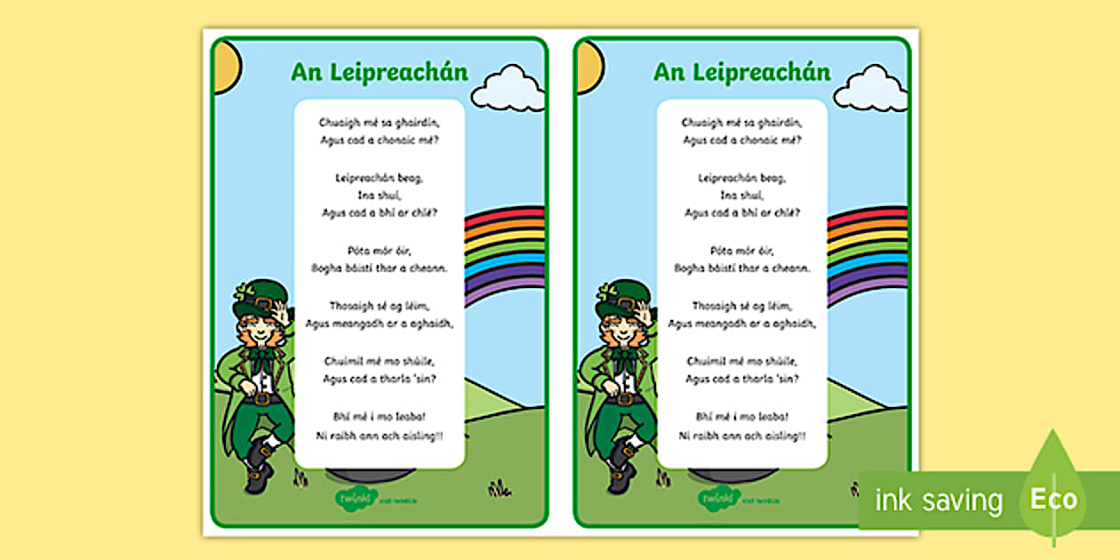 The Leprechaun Poems as Gaeilge (teacher made) - Twinkl