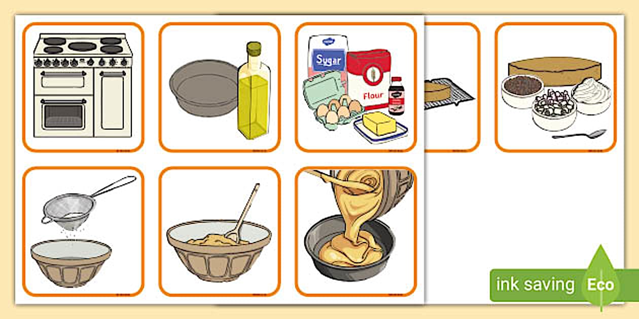 10 Step Sequencing Cards Making a Cake (teacher made)