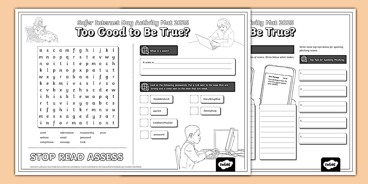 KS2 Safer Internet Day Online Safety Activity Mat - Twinkl
