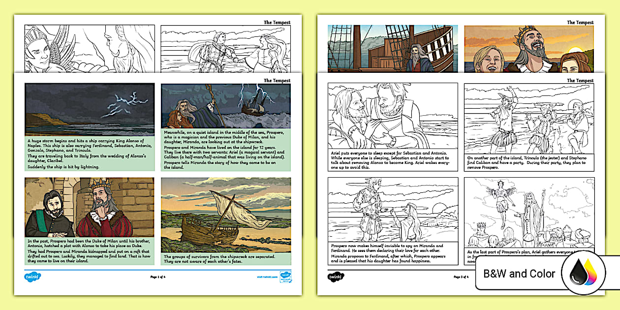 The Tempest by William Shakespeare Storyboard for 4th-5th Grade