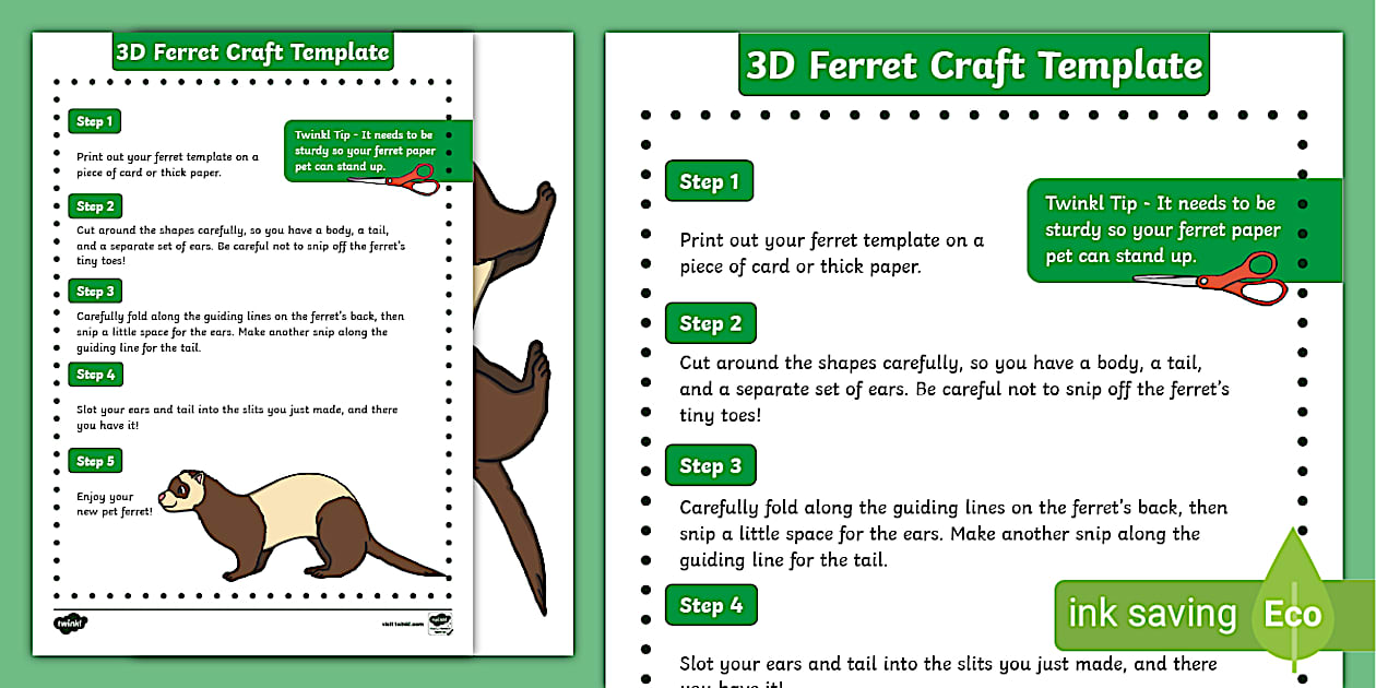 A fantastic 3D Cut-Out Ferret Craft | Twinkl Crafts | KS1