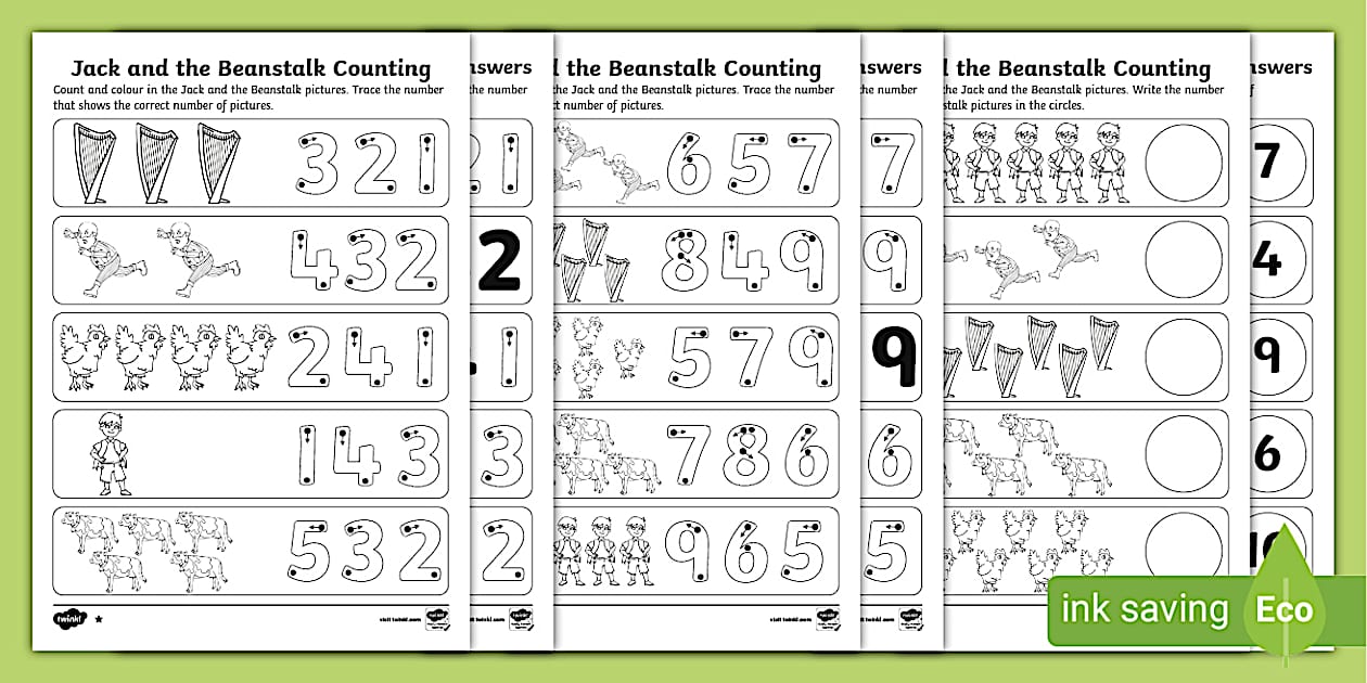 👉 Jack and the Beanstalk Count and Write Activity