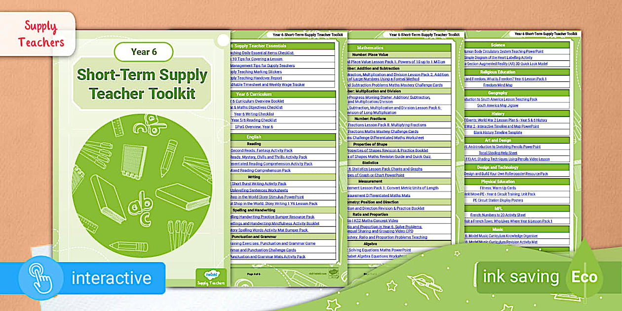 Year 6 Short-Term Supply Teaching Toolkit (Teacher-Made)