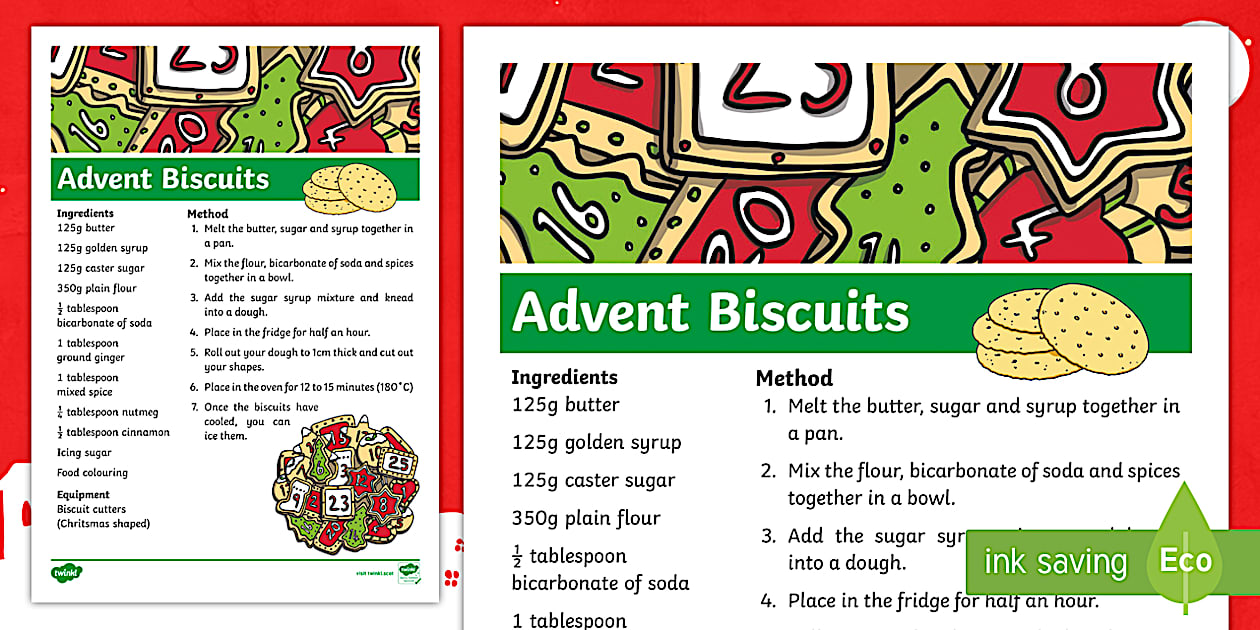 Advent Biscuit Recipe (professor feito) - Twinkl