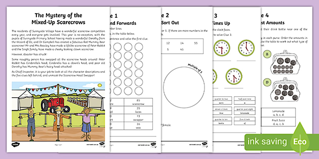 The Scarecrow Mix Up Mystery Maths Game (teacher made)