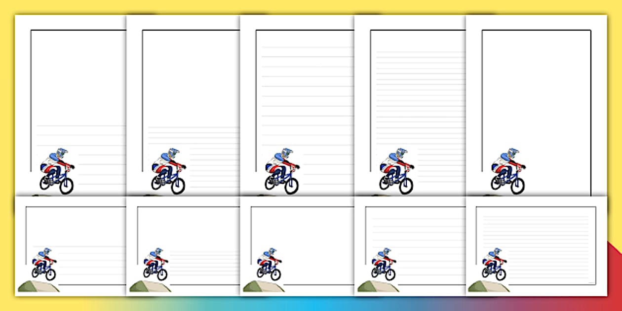 Black and White BMX Cycling Page Borders (teacher made)