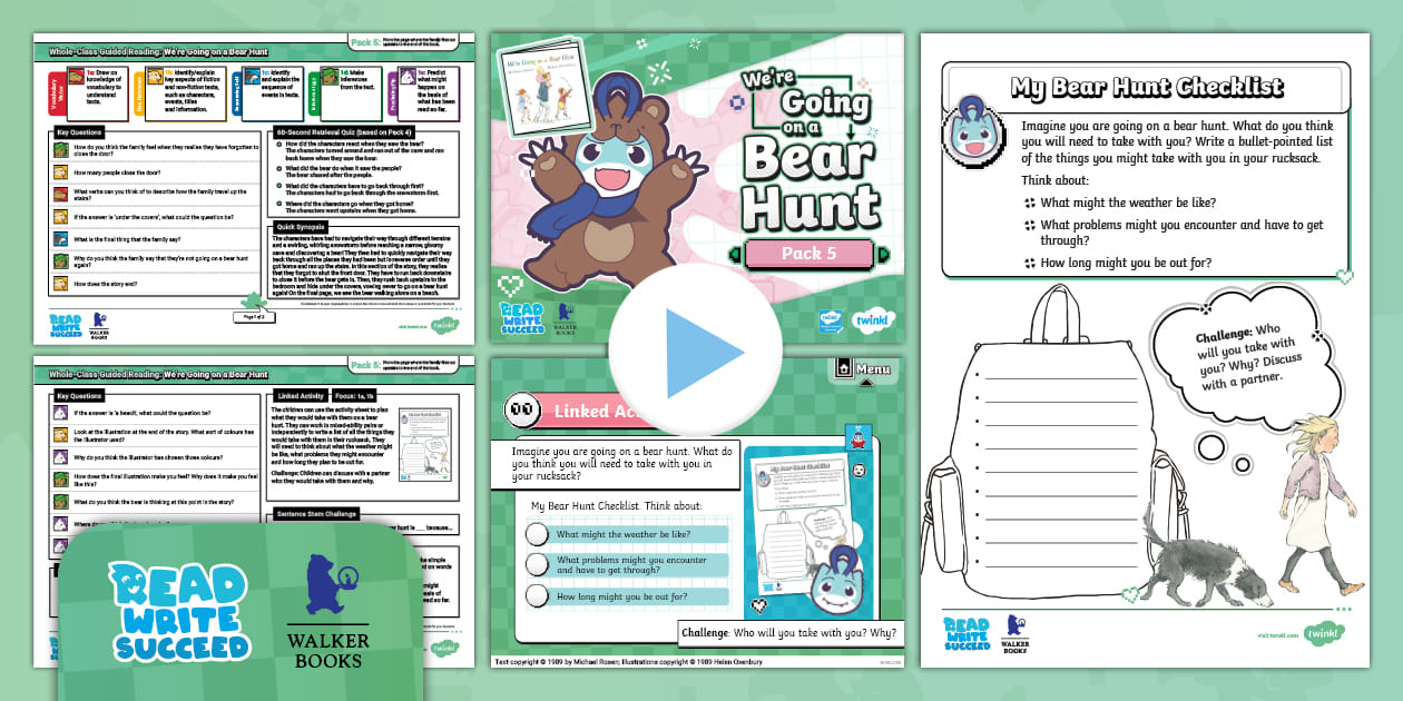 FREE! - We're Going on a Bear Hunt Whole-Class Guided Reading Pack 5 ...
