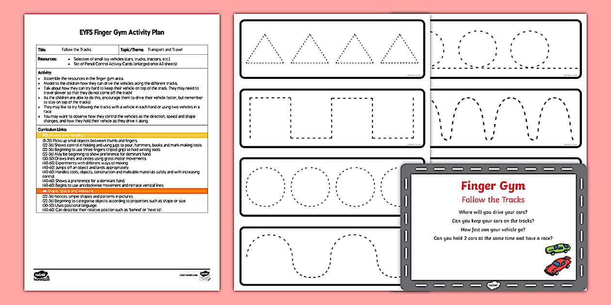 EYFS Follow the Tracks Finger Gym Plan and Resource Pack