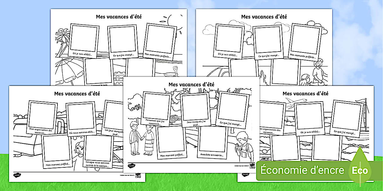 Activité d'écriture de l'été avec différents thèmes