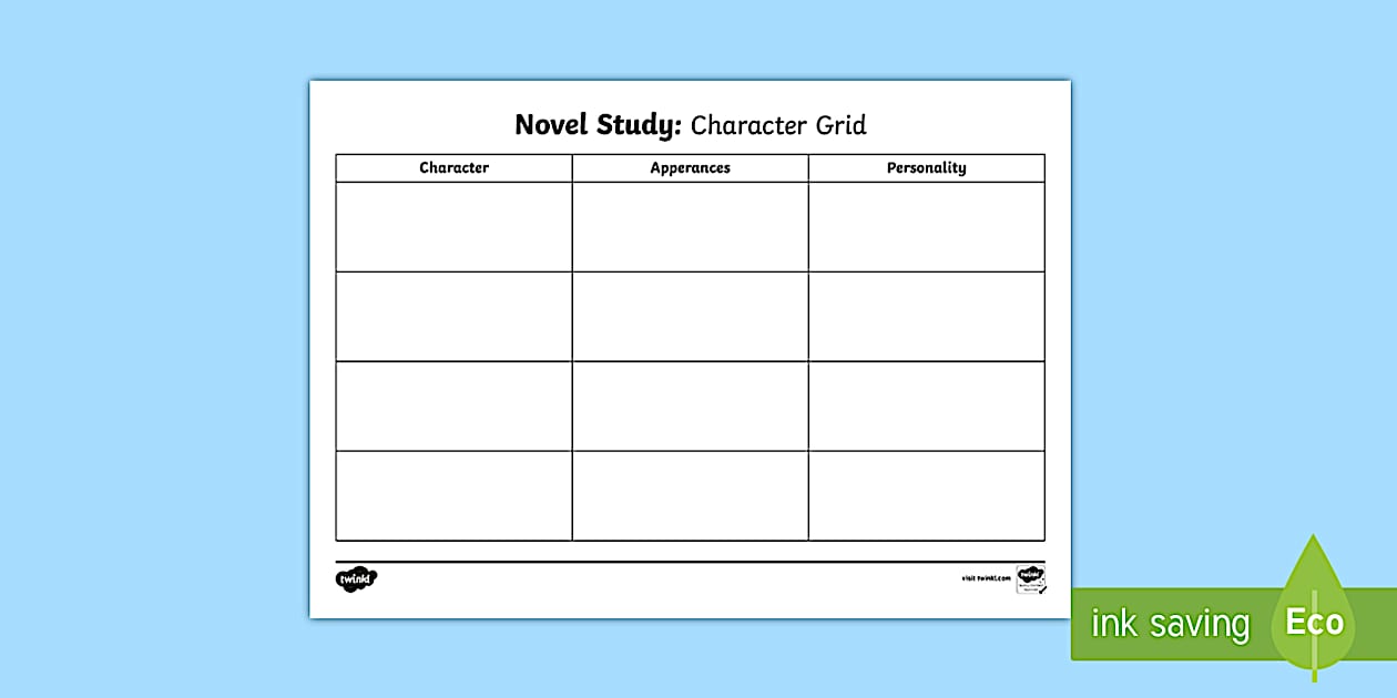 Novel Study Grid: Character - CfE Second Level - Twinkl
