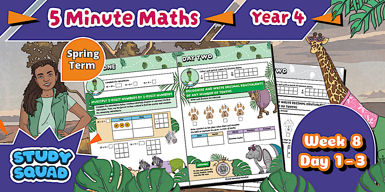 👉 * NEW * Study Squad 5 Minute Maths - Year 4 Spring - Week 8 Days 1-3