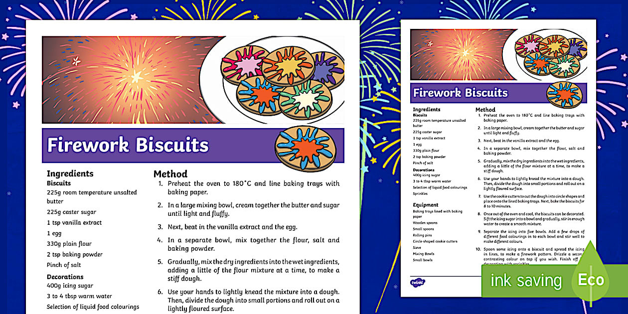 Firework Biscuit Recipe (Hecho por educadores) - Twinkl