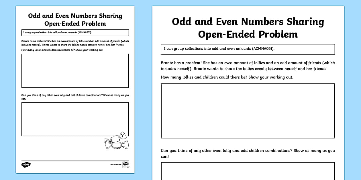 Odd and Even Number Sorting Open-Ended Worksheet / Worksheet