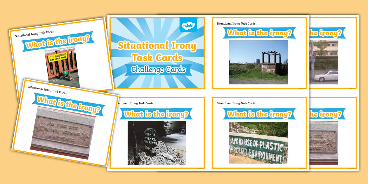 Situational Irony Task Cards for 6th-8th Grade - Twinkl