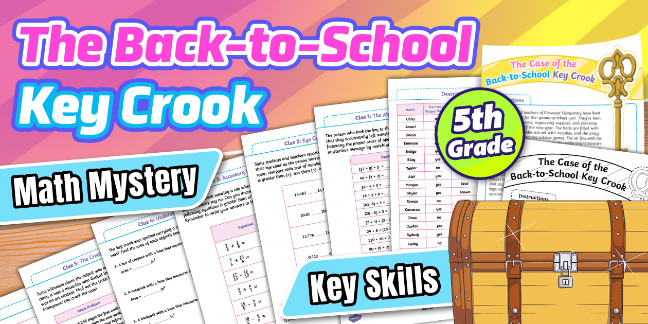 Fifth Grade Back-to-School Math Mystery Project - Twinkl
