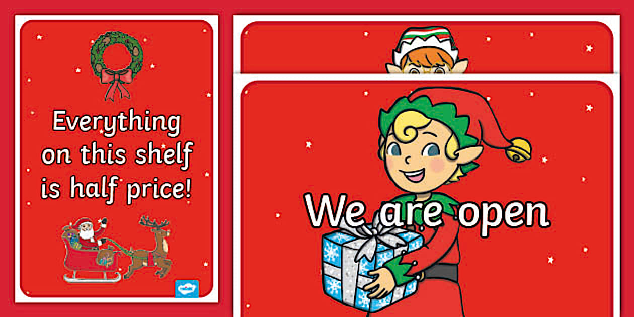 Christmas Shop Role Play Signs (Teacher-Made) - Twinkl