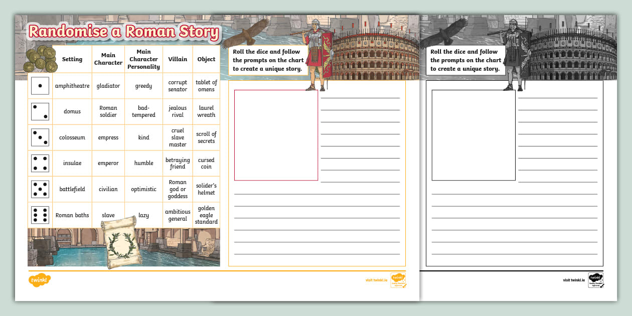 Randomise a Roman Story Writing Template (teacher made)