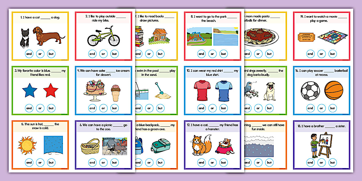 Finish The Sentence: And, Or, But Conjunction Cards - Twinkl