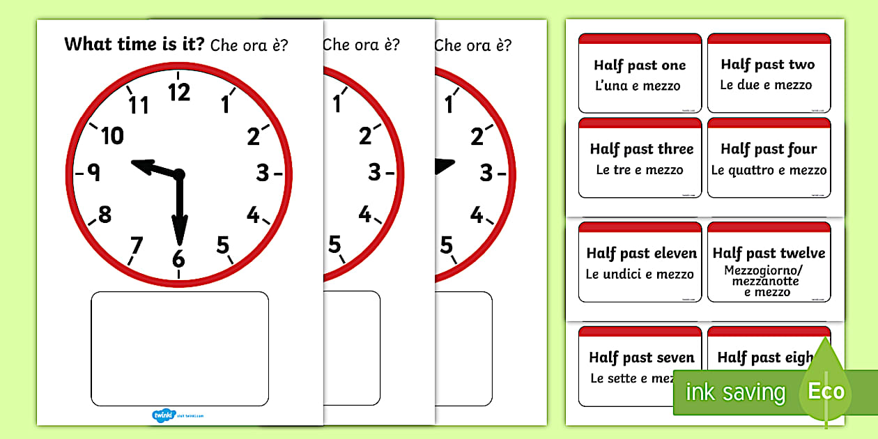 Analogue Clocks Matching Game English/Italian - Analogue Clocks ...