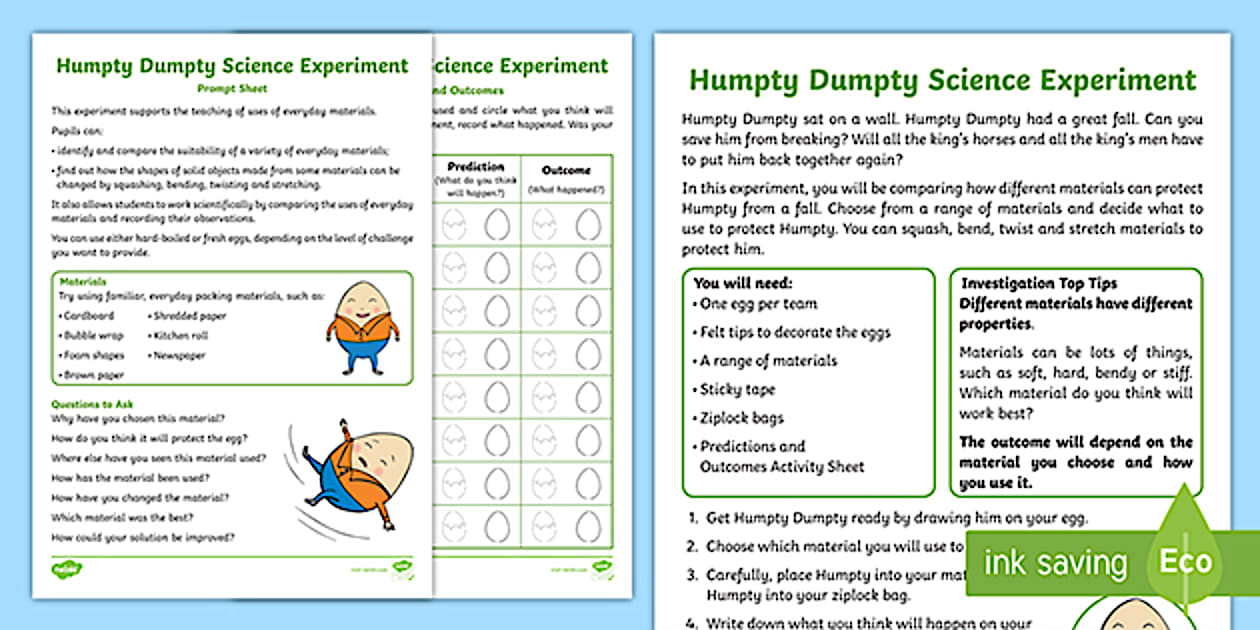 KS1 Humpty Dumpty Science Experiment (teacher made) - Twinkl