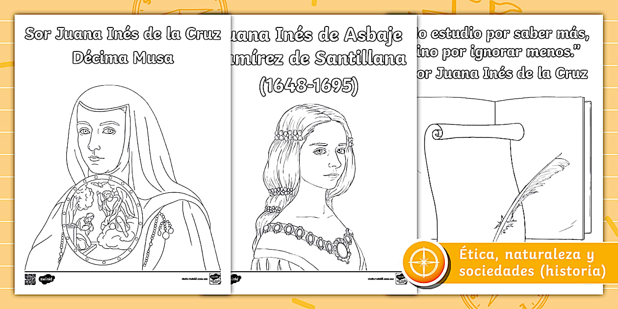 Sor Juana Inés de la Cruz - hojas para colorear - Twinkl