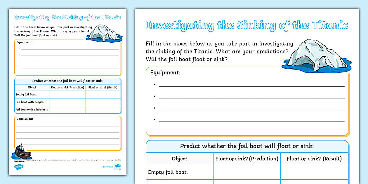 Titanic Investigation Worksheet (teacher made) - Twinkl