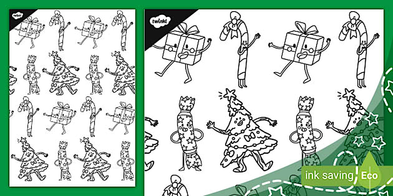 Christmas Characters Doodle Colouring Sheet