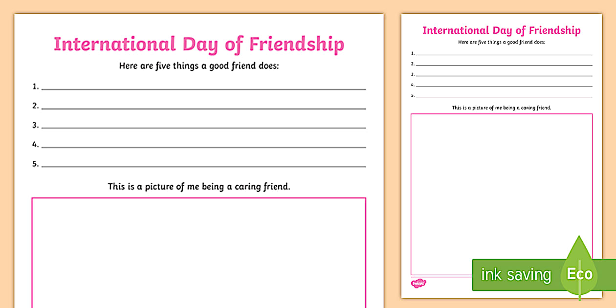 VIC F-2 International Day of Friendship Worksheet - Twinkl