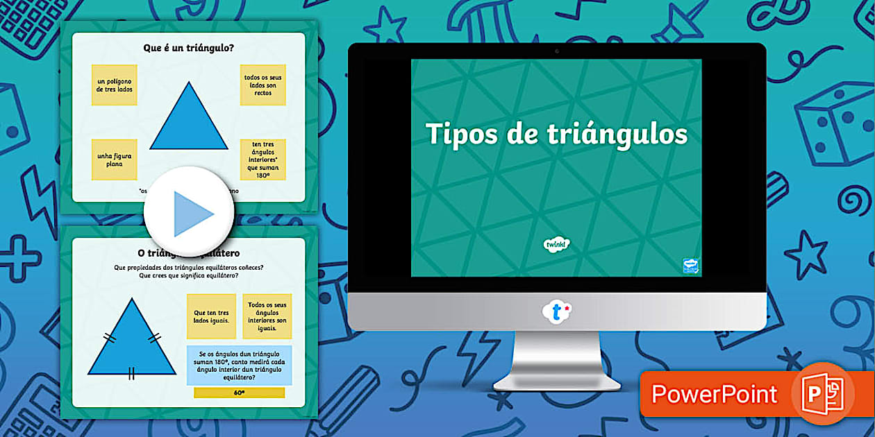 Presentación: Tipos de triángulos - Galego (teacher made)