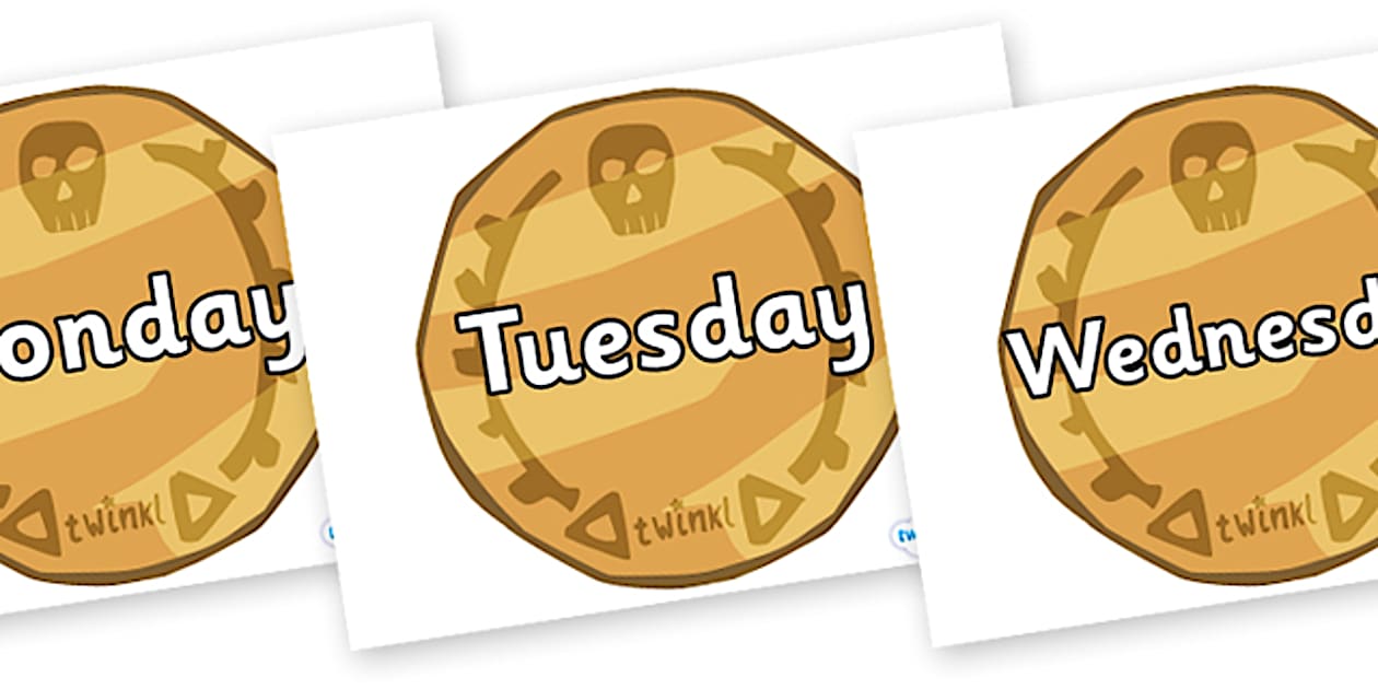 Days of the Week on Pirate Coins (teacher made) - Twinkl