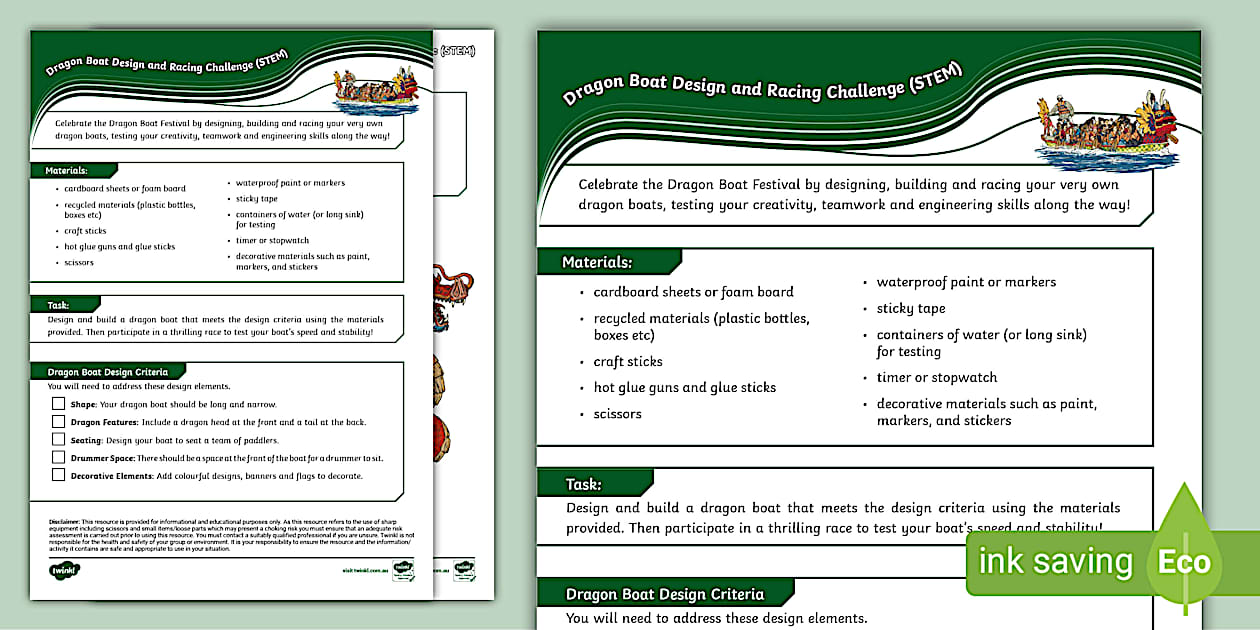 Dragon Boat Design and Racing Challenge (STEM) - Twinkl