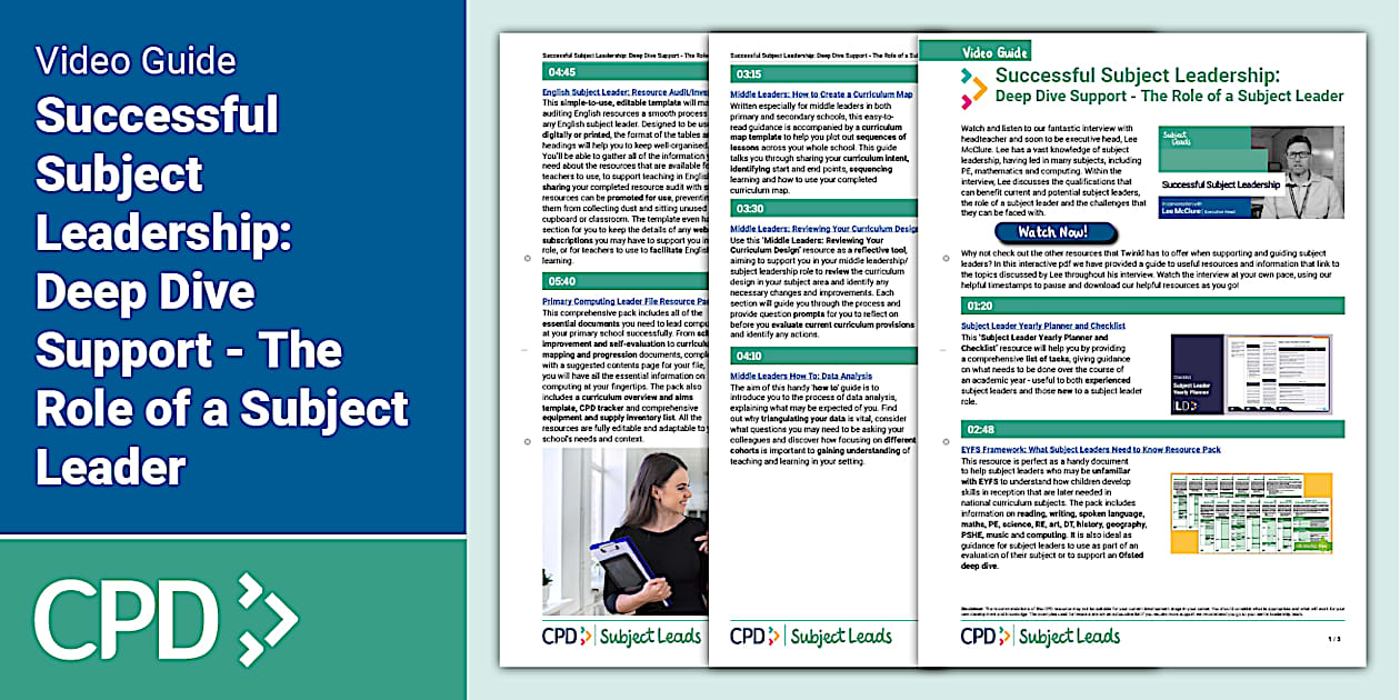 Successful Subject Leadership: Deep Dive Support - The Role of a Subject