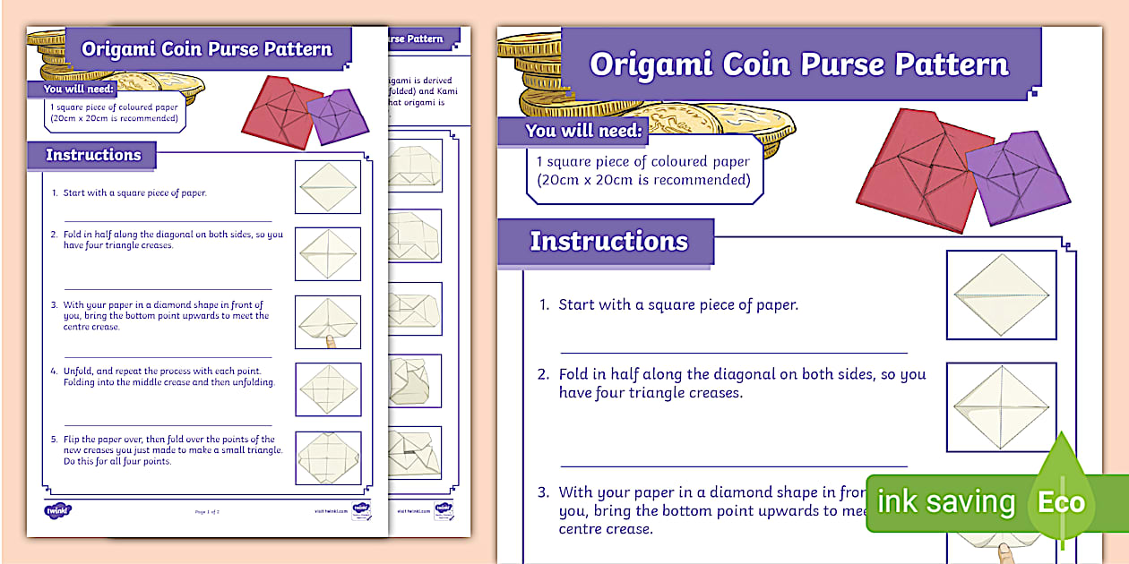 Origami Coin Purse Pattern Craft | Twinkl | Origami | KS1