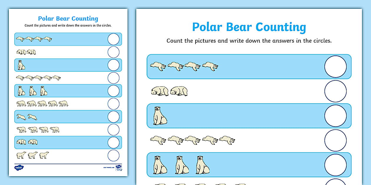 👉 Polar Bear Counting to 5 Worksheet (teacher made)