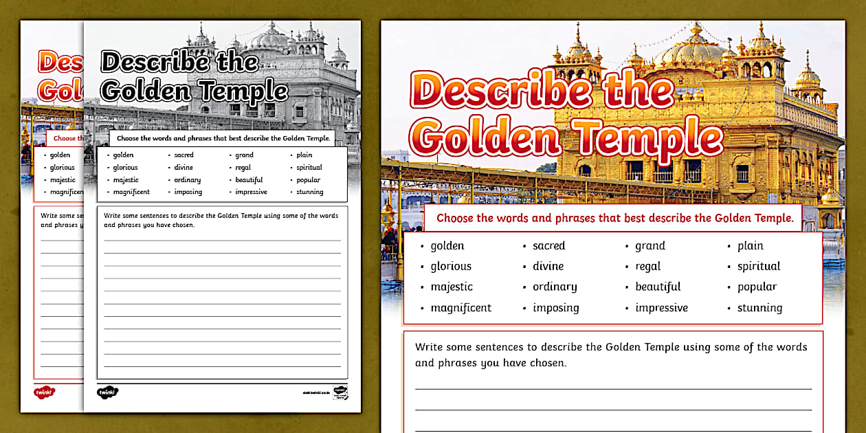 Describe the Golden Temple Worksheet (teacher made) - Twinkl