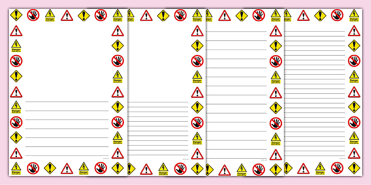 Hazard Signs Page Borders (teacher made) - Twinkl