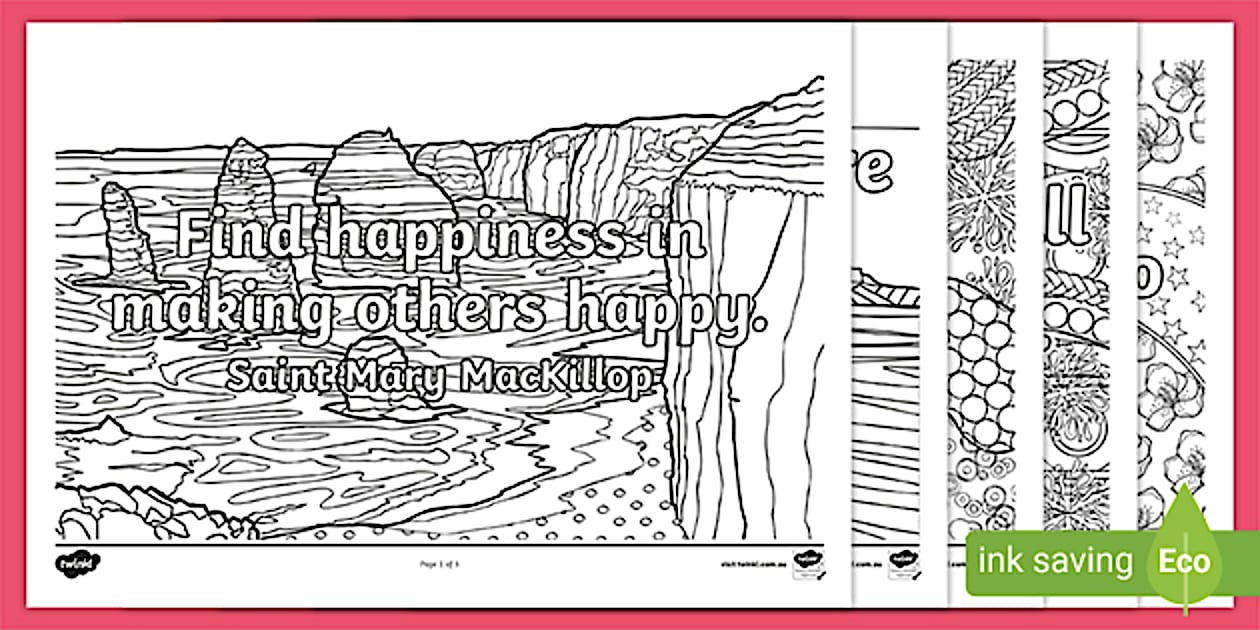 Saint Mary MacKillop Quotes Mindfulness Colouring Page